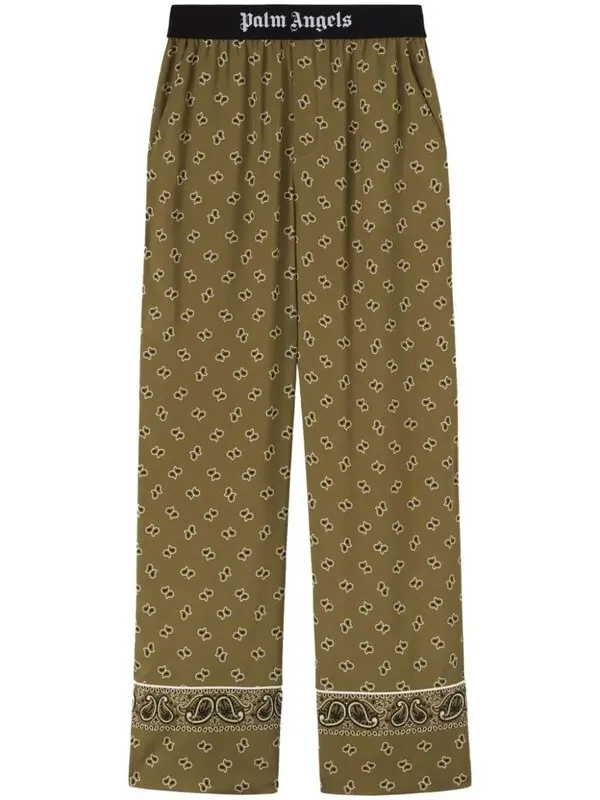 Palm Angels Straight Paisley Print Pants - Green