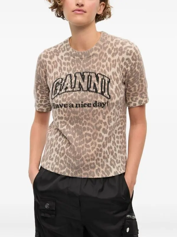 GANNI Leopard Print T-shirt