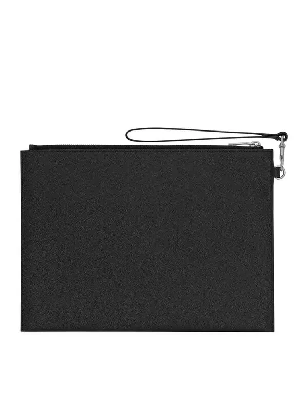 Saint Laurent Tablet Holder With Zip In Grain De Poudre Embossed Leather