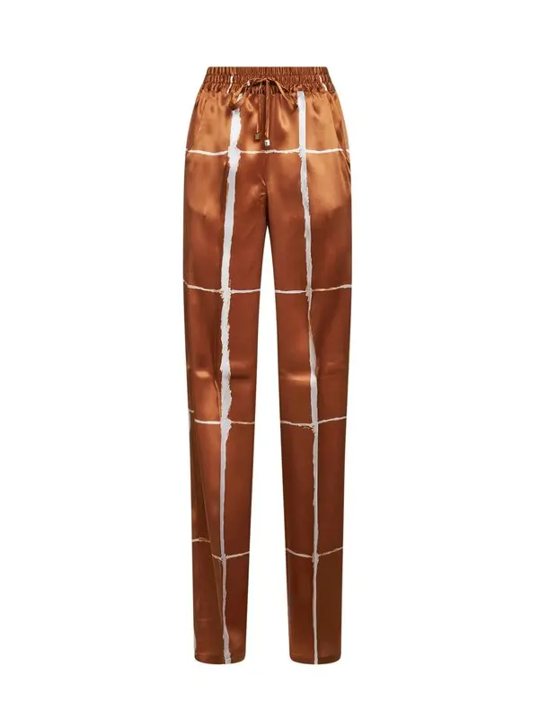 Kiton Printed Silk Drawstring Trousers - Multicolor