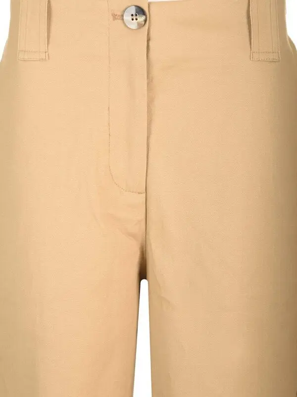 GANNI Cotton Canvas Cargo Trousers - Cream