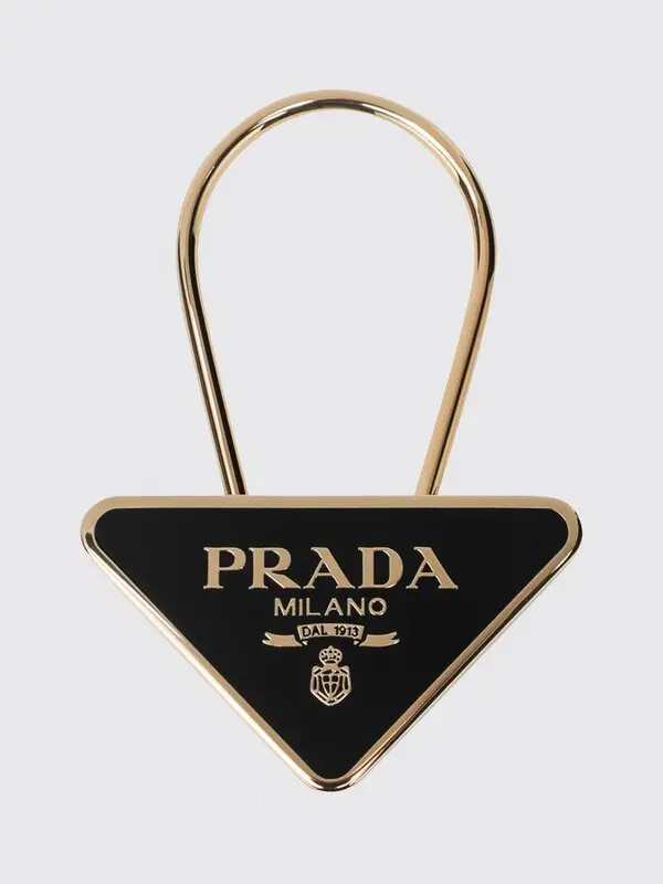 Prada Metal Key Ring With Triangular Logo - Gold