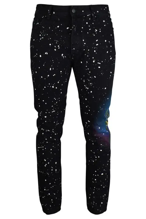 Palm Angels Paint Splatter Straight Denim Jeans - Black