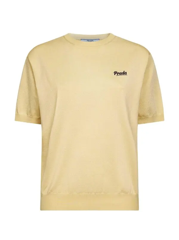 Prada Abbigliamento Cream Cotton And Silk Sweater - Multicolor