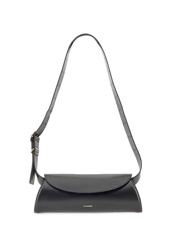 JIL SANDER Small Cannoli Leather Shoulder Bag - Black