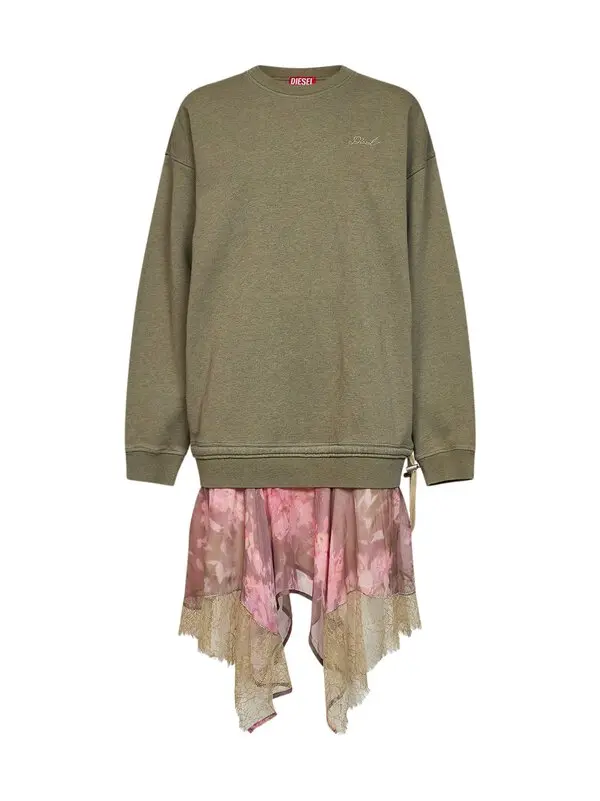 DIESEL® D-orely Sweatshirt Dress With Chiffon Skirt - Multicolor