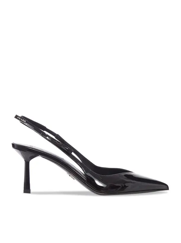 Prada Patent Leather Slingback Pumps - Black