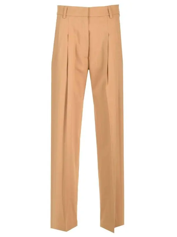 FORTE_FORTE Viscose Wool Twill Pleated Trousers - Cream