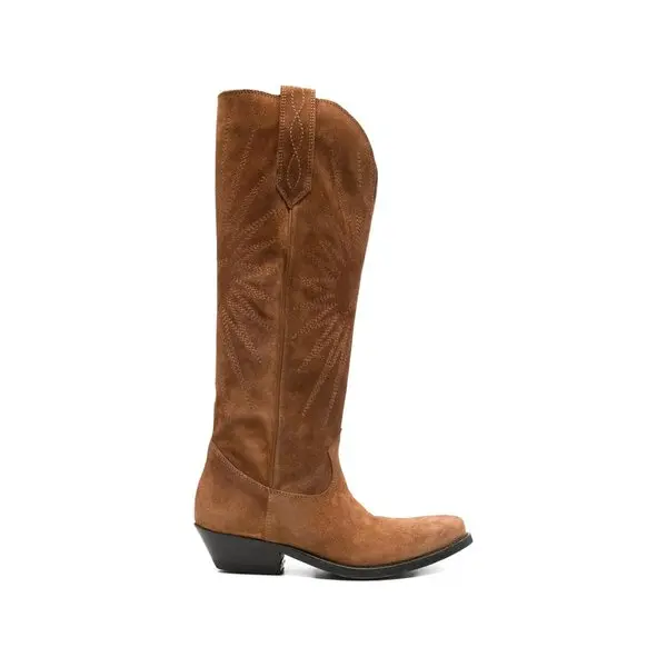 GOLDEN GOOSE Stitched Pattern Suede Boots - Brown