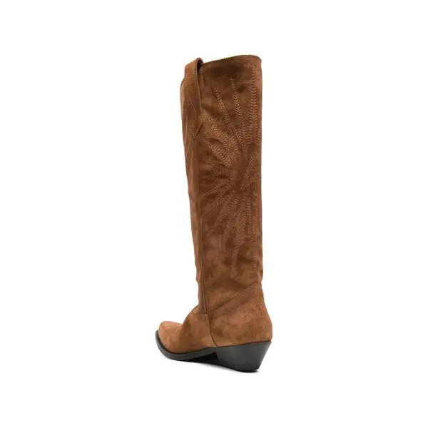 GOLDEN GOOSE Stitched Pattern Suede Boots - Brown