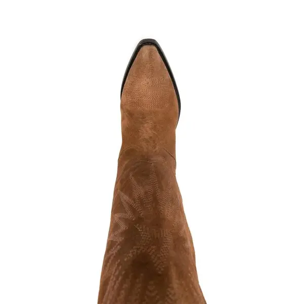 GOLDEN GOOSE Stitched Pattern Suede Boots - Brown