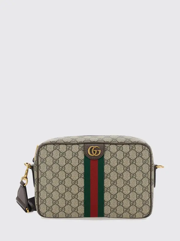 Gucci Ophidia Gg Supreme Canvas Camera Bag With Web Stripe - Cream