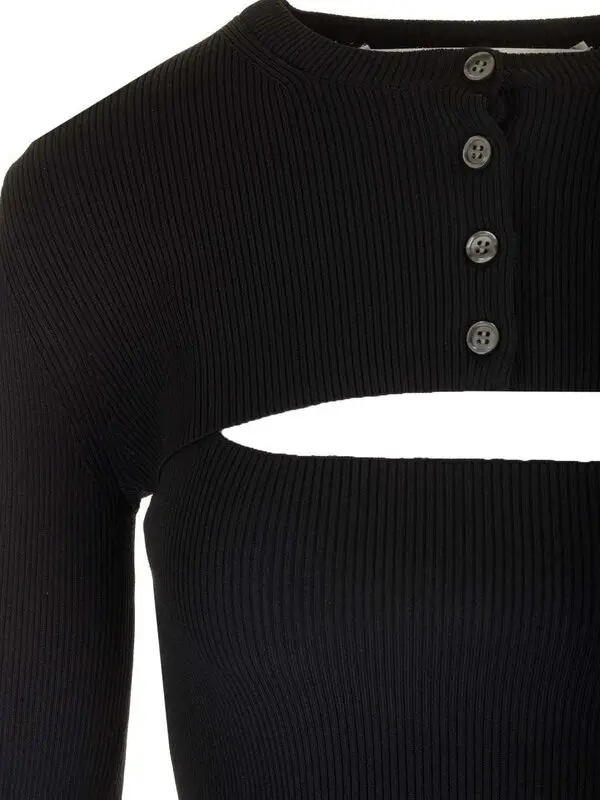 Alexander Wang Ribbed Stretch Viscose Twin-set Top