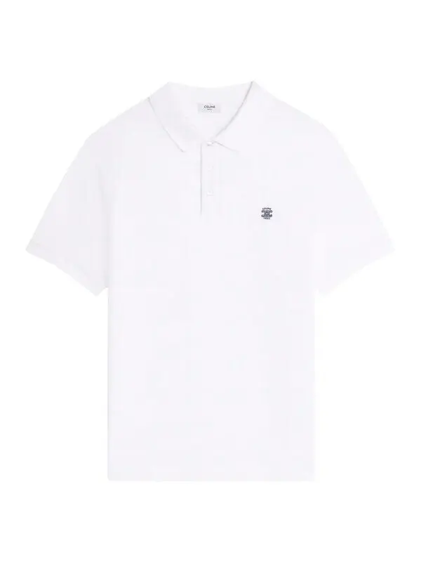 Celine Cotton Piqué Jersey Polo - White