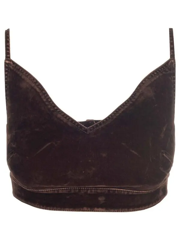 Loewe Velvet V-neck Top - Brown