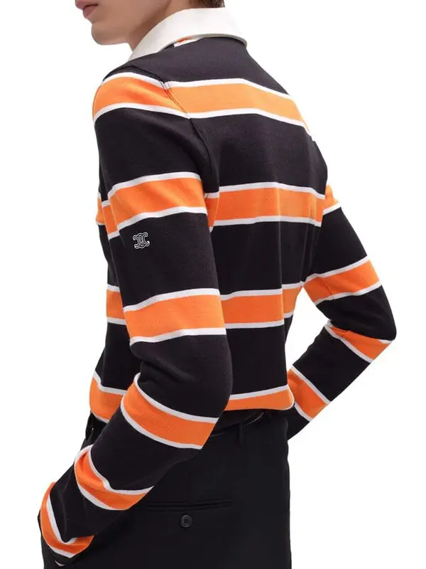 Celine Striped Cotton Jersey Polo