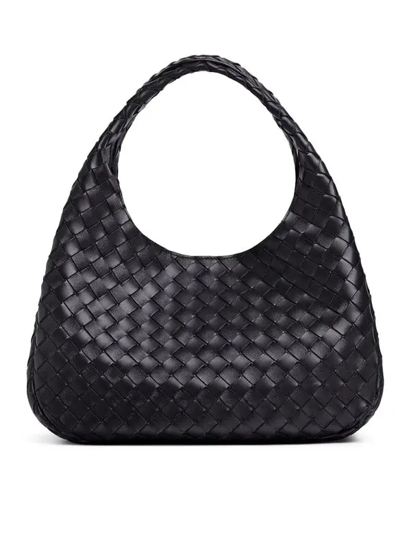 Bottega Veneta Woven Leather Bell Bag - Black