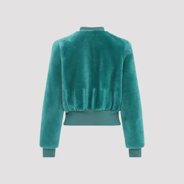 Alexander McQueen Cropped Shearling Bomber Jacket - Green