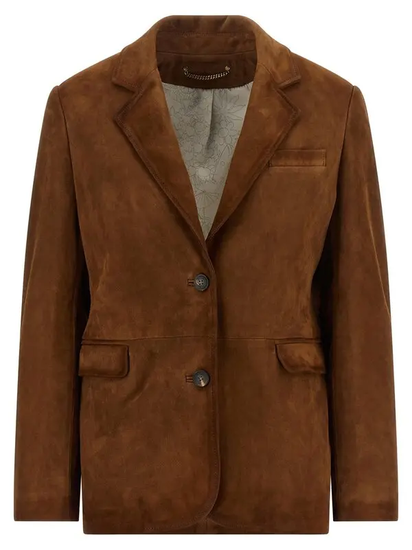 GOLDEN GOOSE Robyn Waxed Suede Single-breasted Jacket - Brown