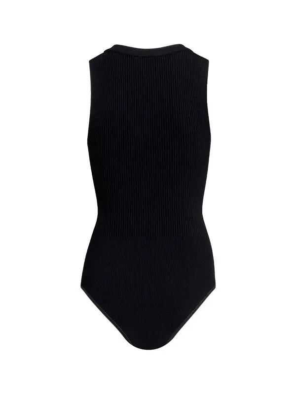 Alaïa Sleeveless Ribbed Knit Bodysuit - Black