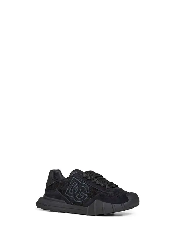 Dolce & Gabbana Lace And Calf Suede Low-top Sneakers - Multicolor