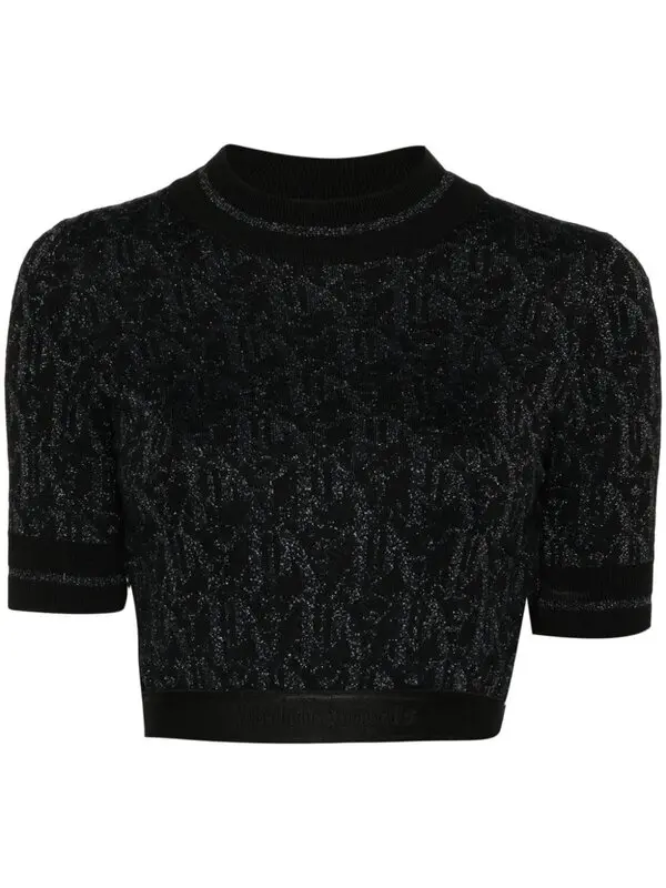 Palm Angels Lurex Knit Top With Monogram