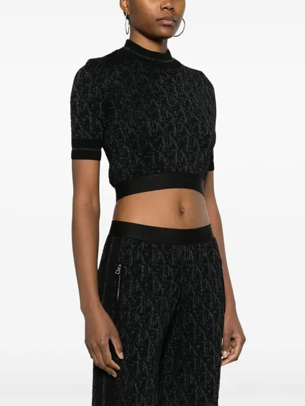 Palm Angels Lurex Knit Top With Monogram