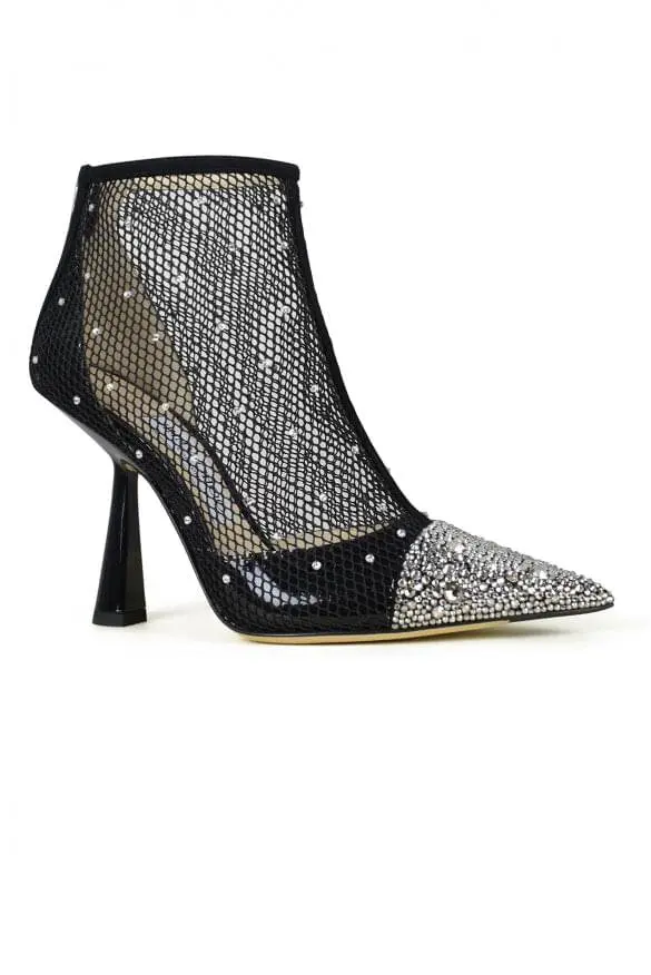 JIMMY CHOO Kix 100 Crystal Embellished Mesh Ankle Boots - Black