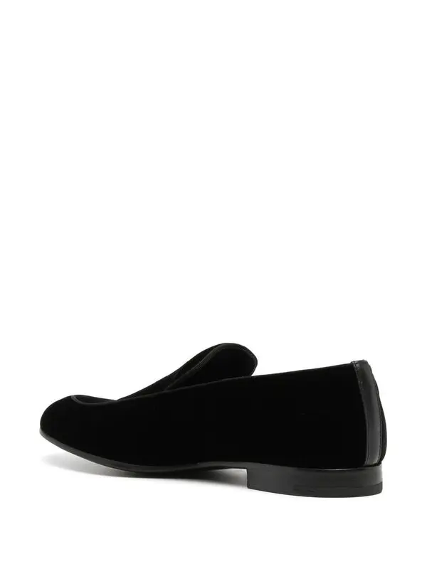Giorgio Armani Embroidered Logo Velvet Loafers - Multicolor