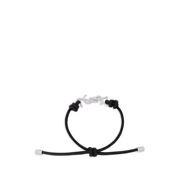 Saint Laurent Cassandre Plaque Sliding Knot Bracelet - Silver