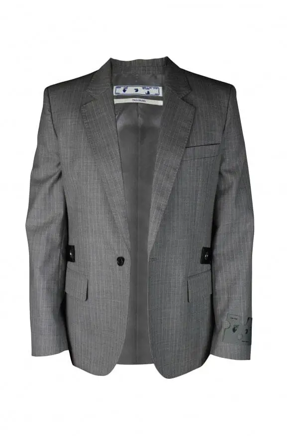 Off-White Striped Wool Suit Jacket - Gray