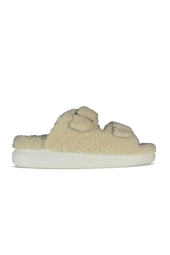 Alexander McQueen Shearling-lined Slides - Cream