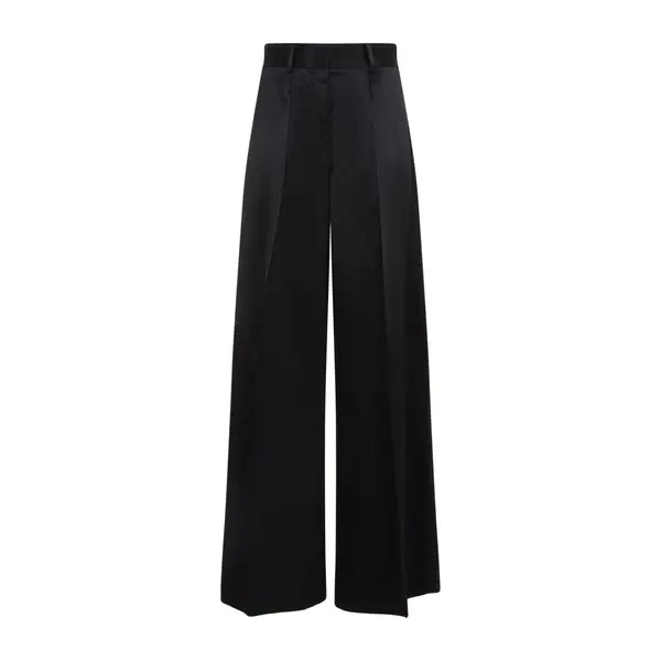 JIL SANDER Wide Leg Viscose Trousers - Black