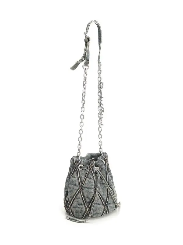 DIESEL® Charm-d Quilted Denim Bucket Bag - Blue