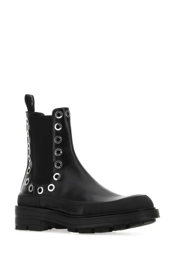 Alexander McQueen Leather Boxcar Ankle Boots