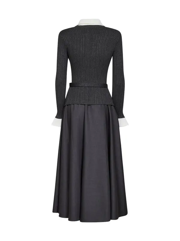 SELF-PORTRAIT Ribbed Knit Midi Dress