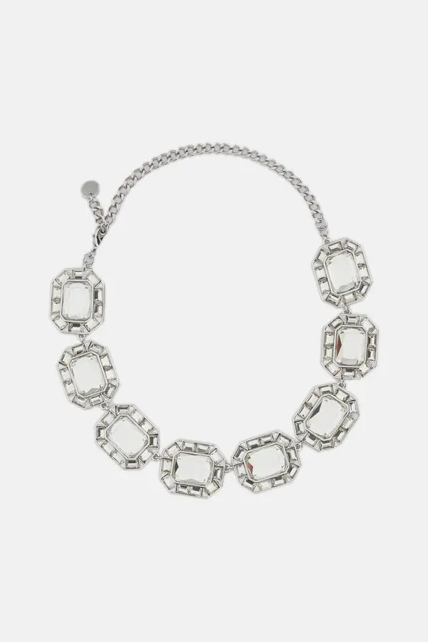 SELF-PORTRAIT Silver Crystal Necklace - Multicolor