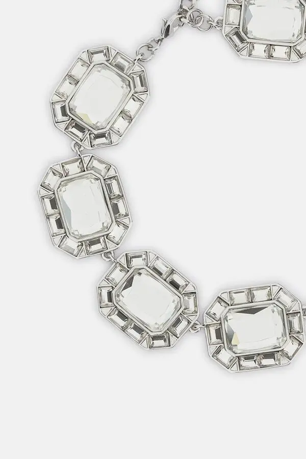 SELF-PORTRAIT Silver Crystal Necklace - Multicolor