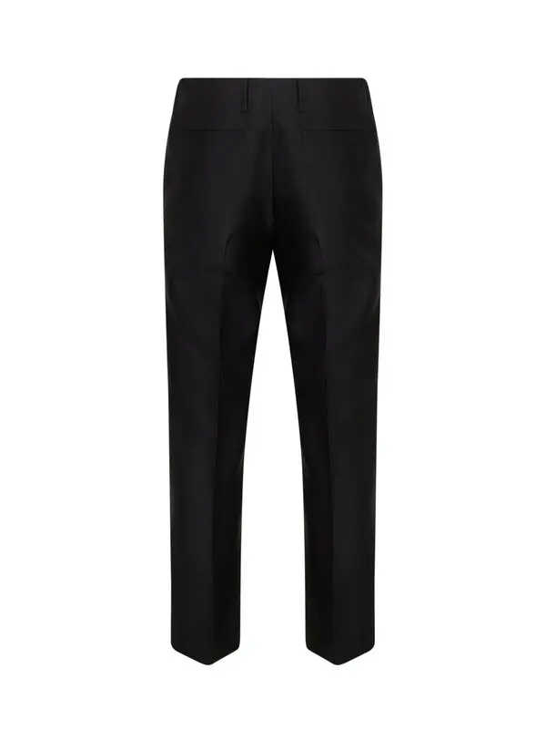 Dries Van Noten Black Rounded Wool Silk Tailored Cropped Trousers