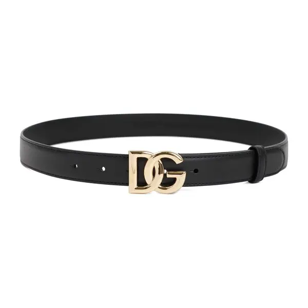Dolce & Gabbana Logo Leather Belt - Black