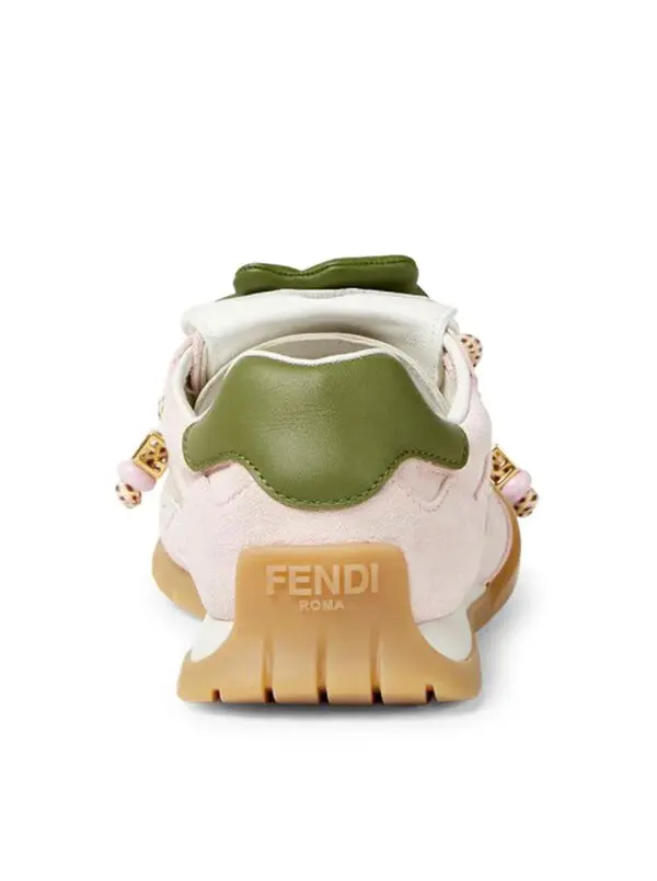 Fendi Wave Pulse Low Top In Pink Fabric And Suede - Multicolor