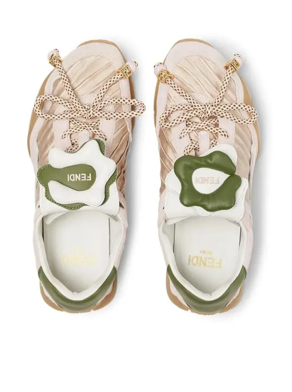 Fendi Wave Pulse Low Top In Pink Fabric And Suede - Multicolor