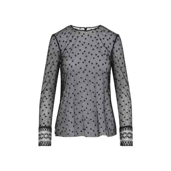 Alberta Ferretti Polka-dot Tulle Top - Black