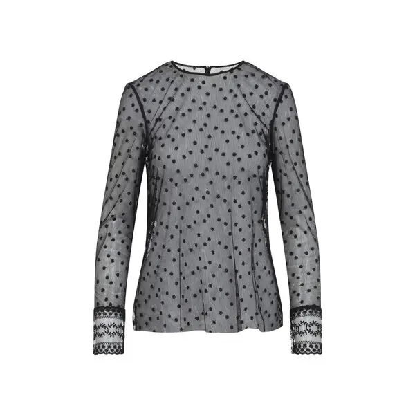 Alberta Ferretti Polka-dot Tulle Top - Black