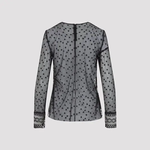 Alberta Ferretti Polka-dot Tulle Top - Black