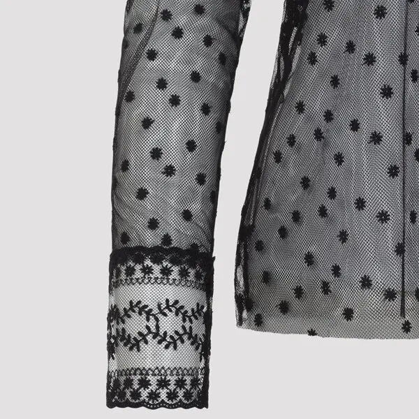 Alberta Ferretti Polka-dot Tulle Top - Black