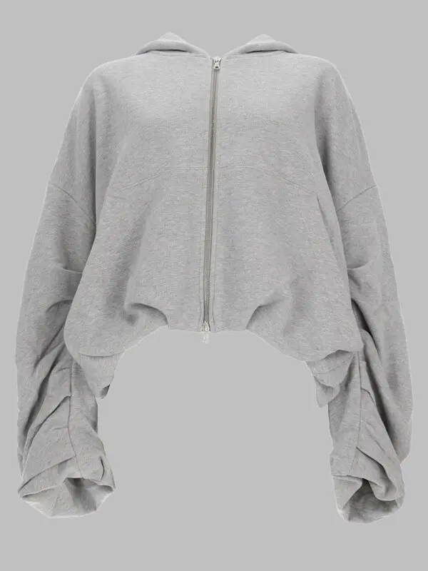 Dries Van Noten Felpa In Cotone Con Zip - Gray