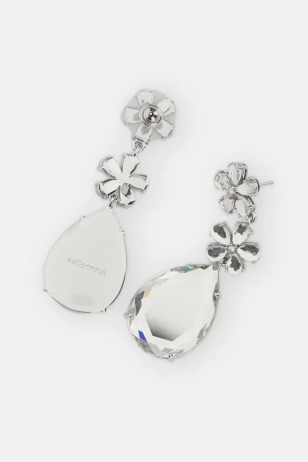 SELF-PORTRAIT Crystal Flower Tiered Earrings
