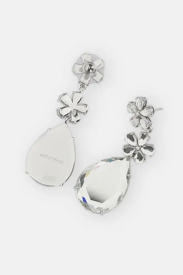 SELF-PORTRAIT Crystal Flower Tiered Earrings - Multicolor
