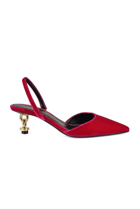 TOM FORD Velvet Chain Heel Slingback - Pink